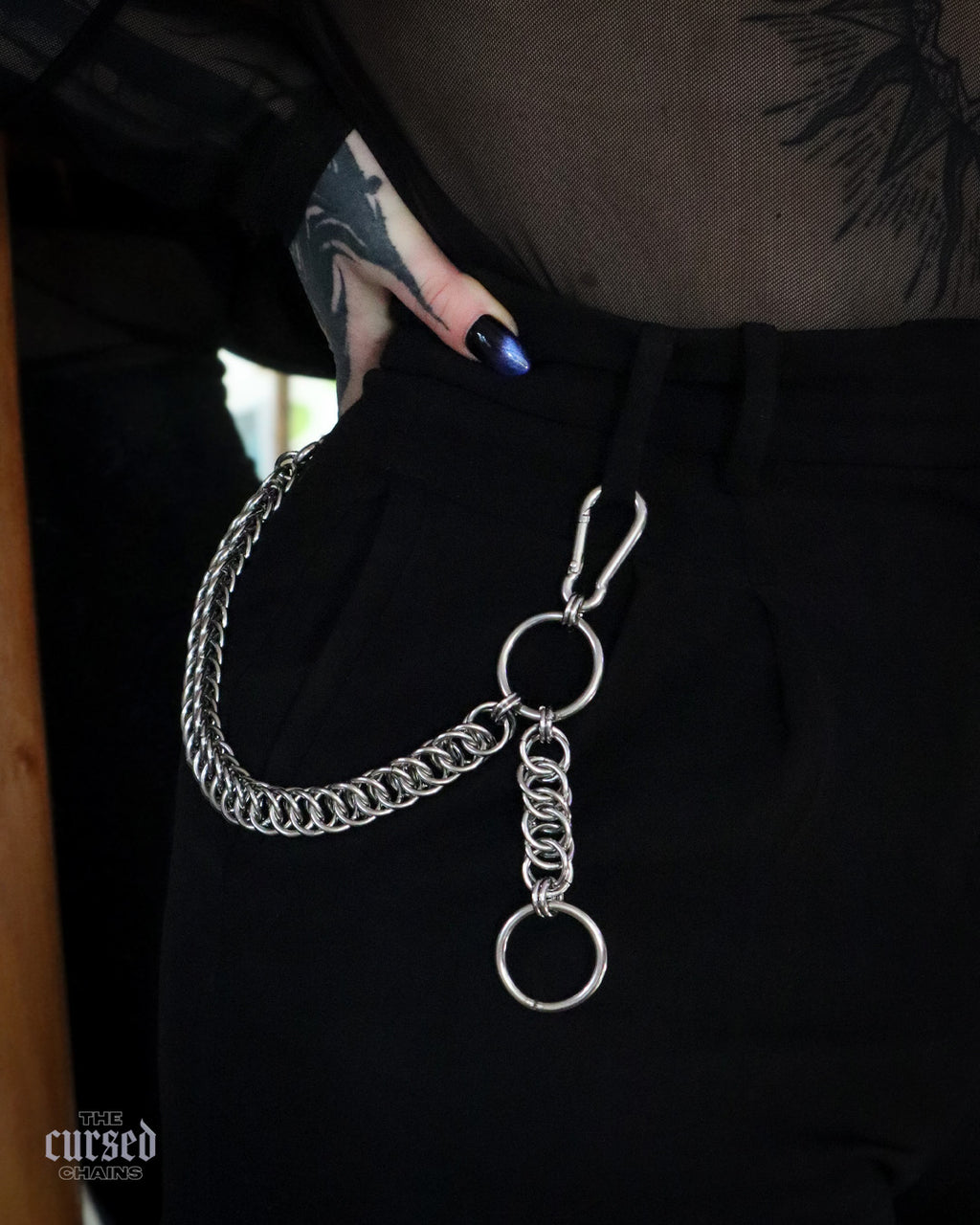 O Ring Chain - Chaîne de pantalon en acier inoxydable avec anneaux – The Cursed Chains