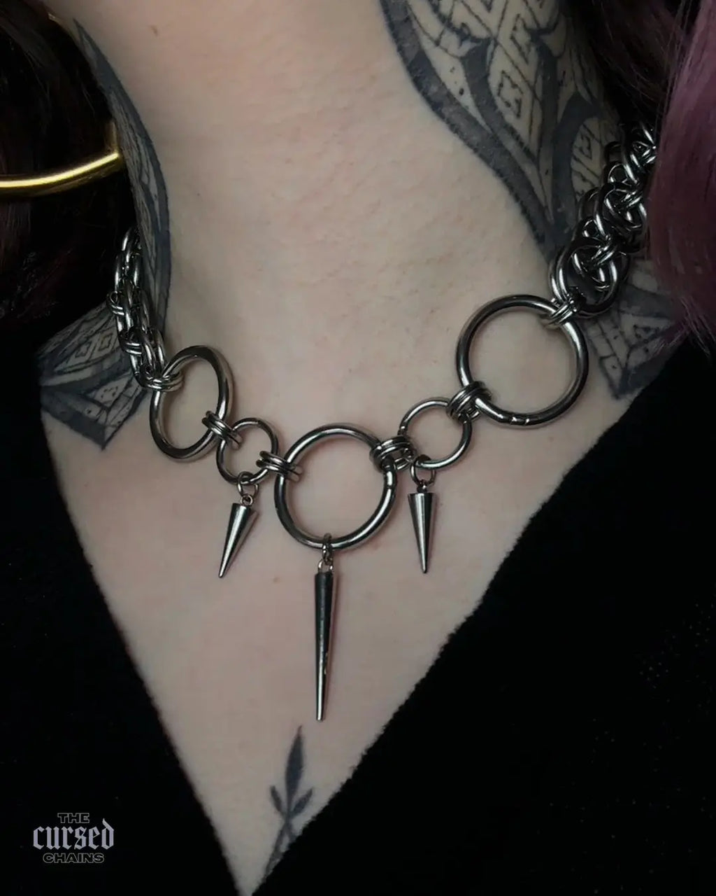 Trinity Choker - Collier en acier inoxydable moderne – The Cursed Chains